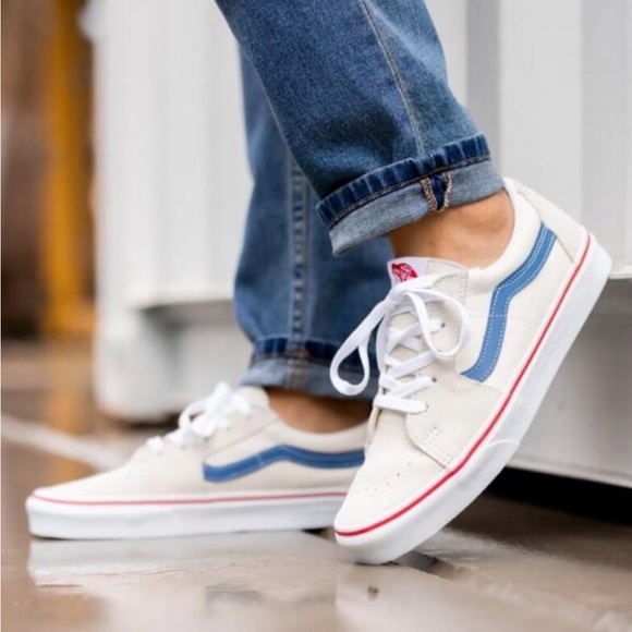 Vans | Shoes | Vans Mens Cream And Blue Sneakers | Poshmark
